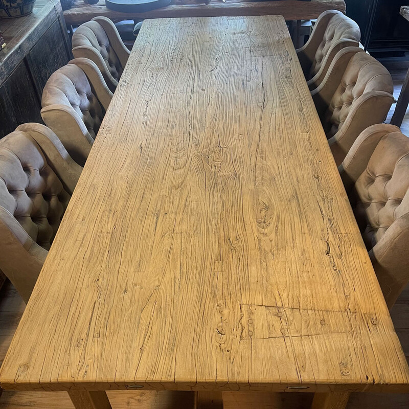 ET 155, Large dining table made of elm wood - eetkamertafel - Antieke ...
