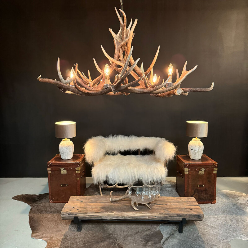 HG 125, Red stag antlers chandelier - Gewei kroonluchters en hanglampen ...