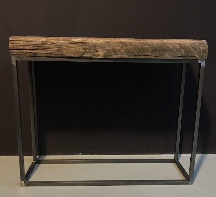 Beistelltisch, dickes Eichenblatt, Stahlrahmen - Beistelltische - Möbel ...