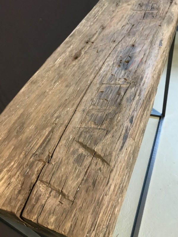 Beistelltisch, dickes Eichenblatt, Stahlrahmen - Beistelltische - Möbel ...