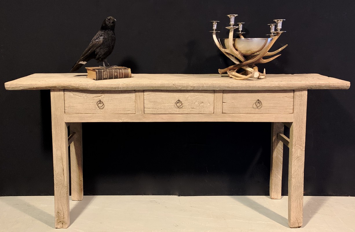 wandtafel, sidetable met lades, wandtafel met lades, oud hout ...